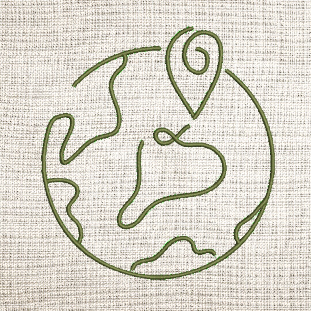World Line Art Embroidery Design File- Earth Embroidery File- Planet ...