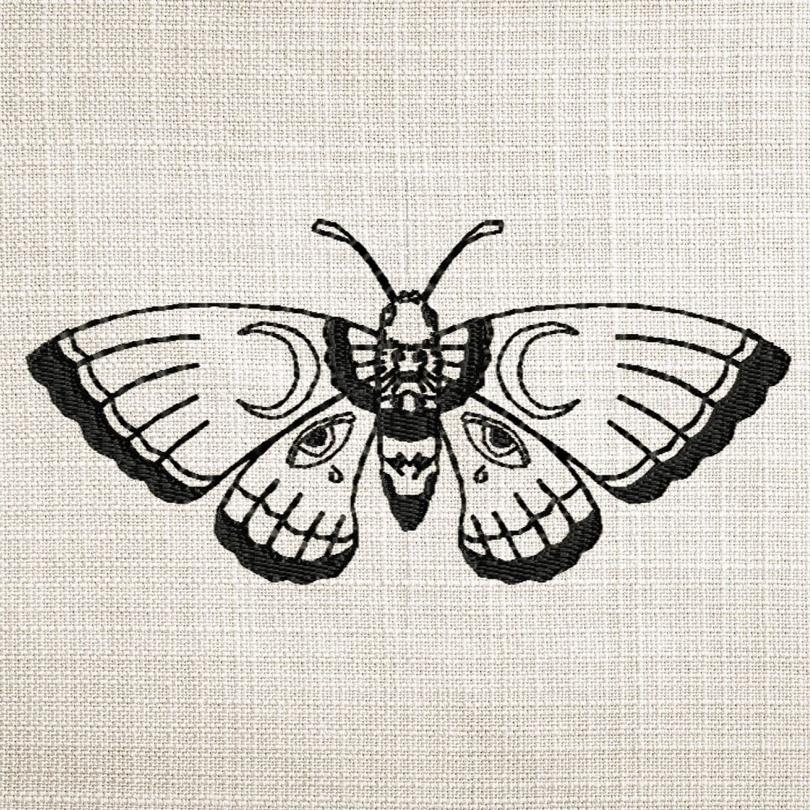 Lunar Moth Design File- Moth Embroidery File- Moth Outlin Embroidery ...
