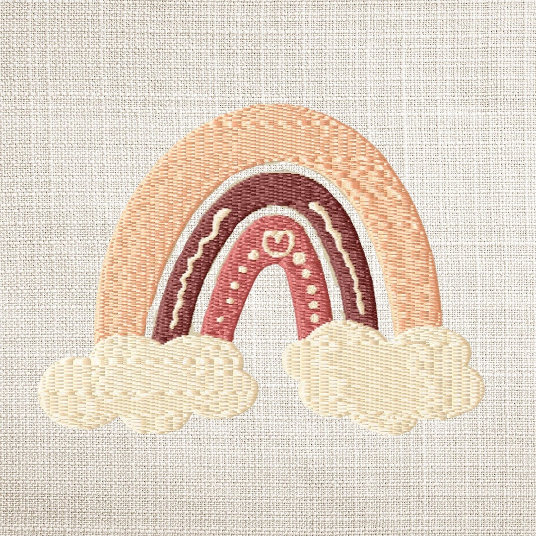 Pink Rainbow Embroidery Design File- Rainbow Embroidery File- Rainbow ...