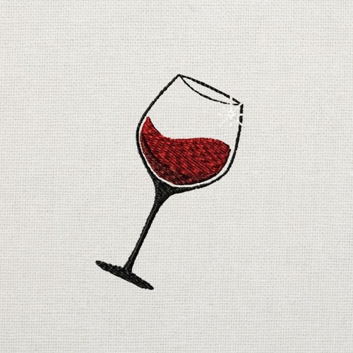 Red Wine Glass Machine Embroidery Design - Etsy