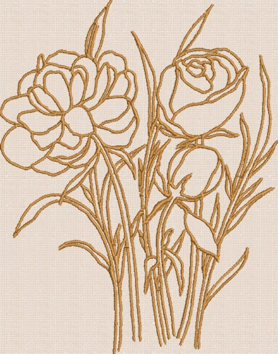 Flower Bouquet Embroidery Design File Wild Flowers Embroidery File ...