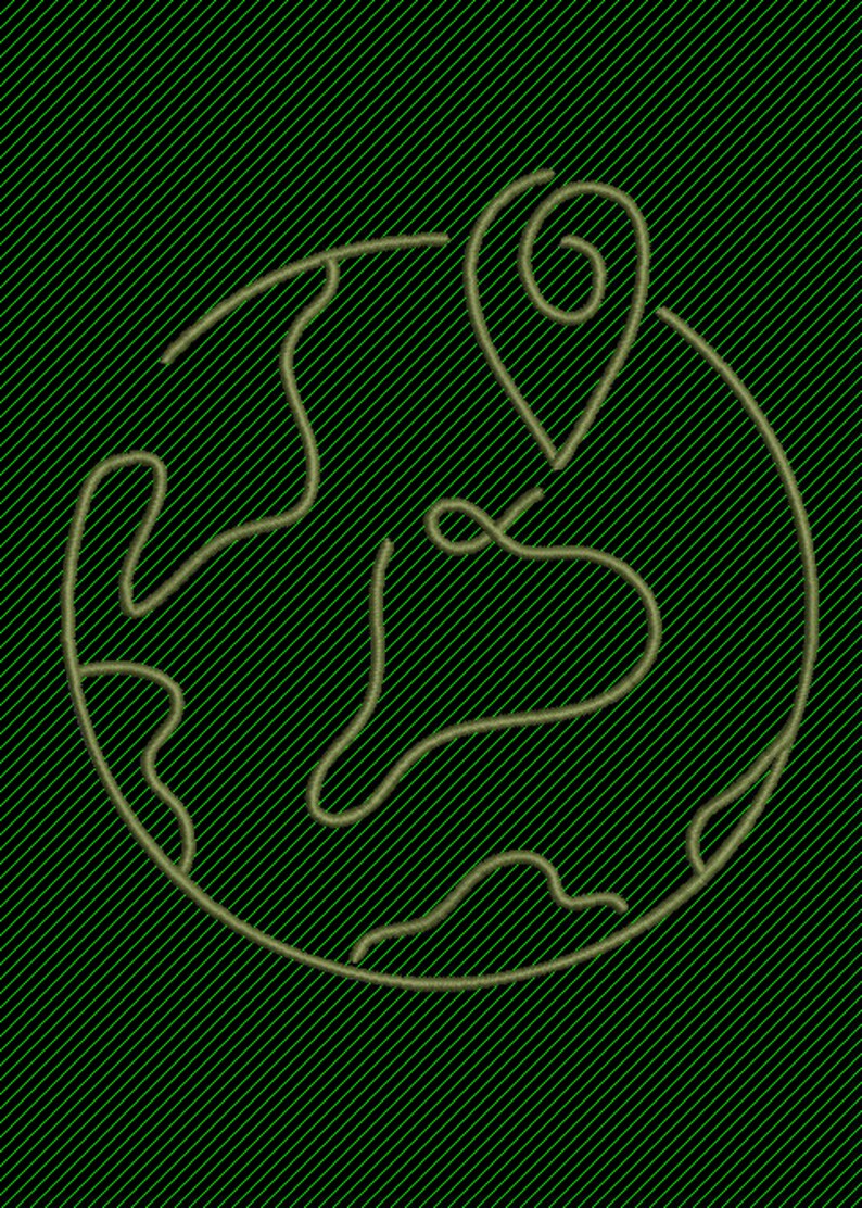World Line Art Embroidery Design File Earth Embroidery File - Etsy