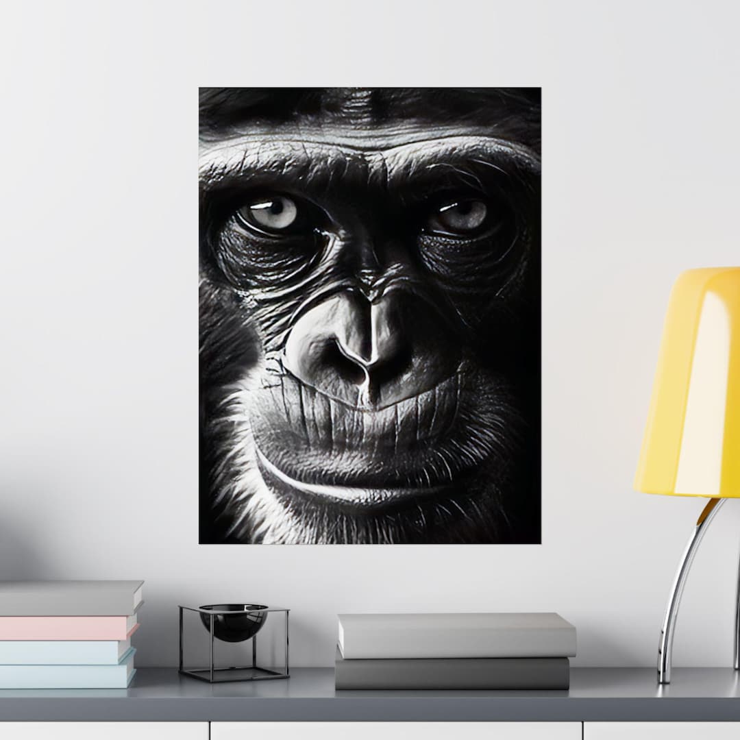 Elegant Gorilla Art Print, Matte Vertical Poster, Wildlife Decor ...