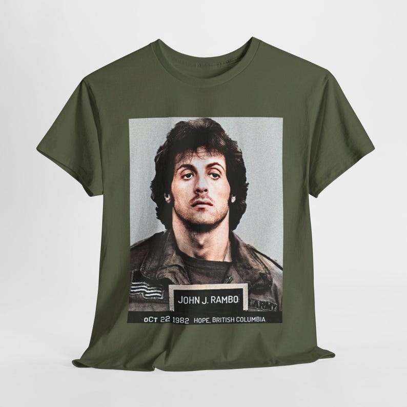 Retro Rambo Mugshot Color T-shirt Vintage Style Unisex Classic Fit ...