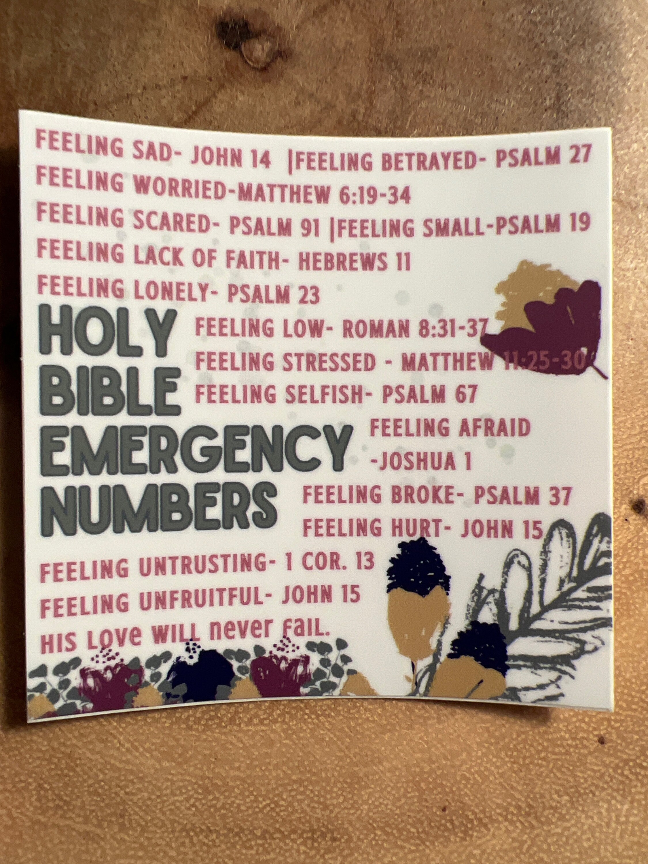 Bible Emergency Numbers Stickers - Etsy