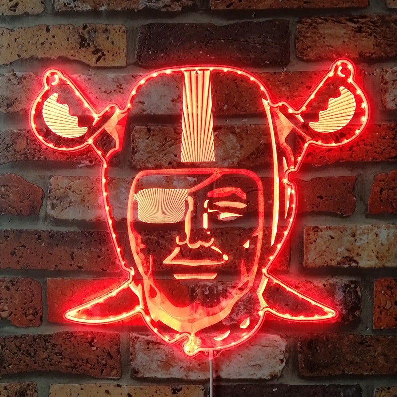 Las Vegas Raiders Neon LED Sign, Sports Bar Light Wall Decor, Man Cave ...