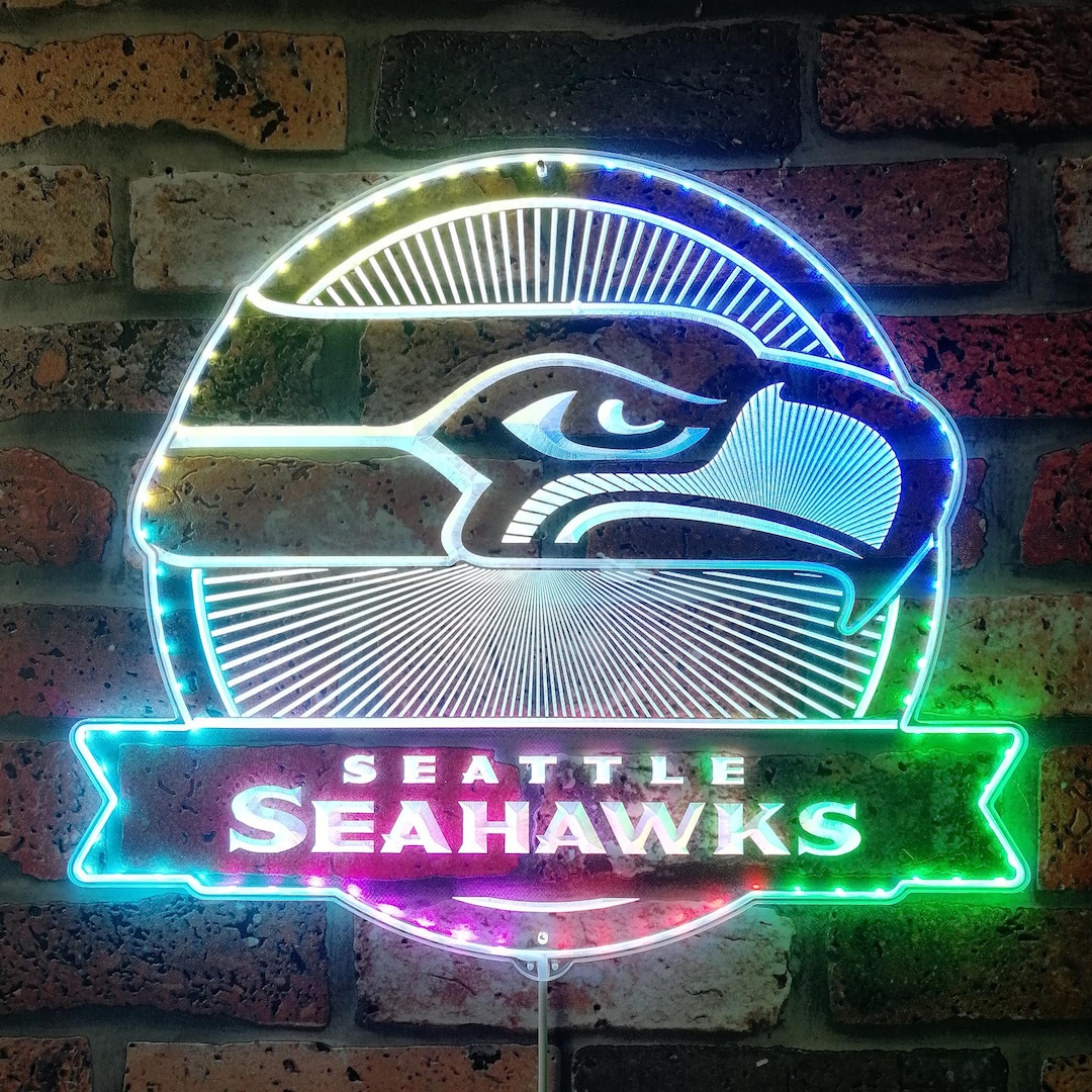 Seattle Seahawks Edge Lit Neon LED Sign, Night Light Wall Decor, Man ...