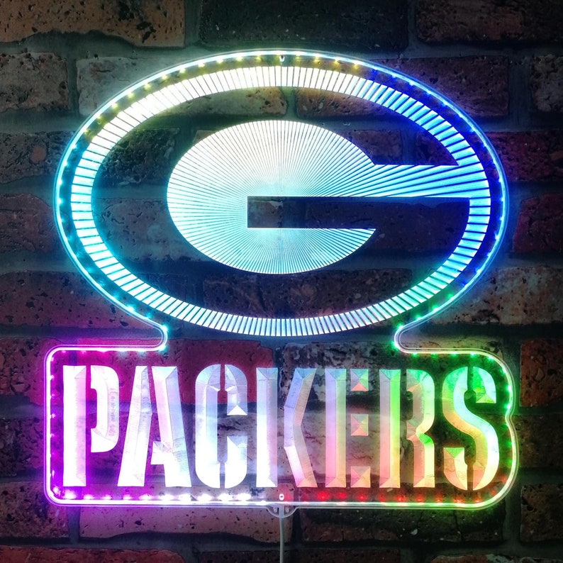 Green Bay Packers Neon RGB Edge Lit LED Sign, Sports Bar Light Wall ...