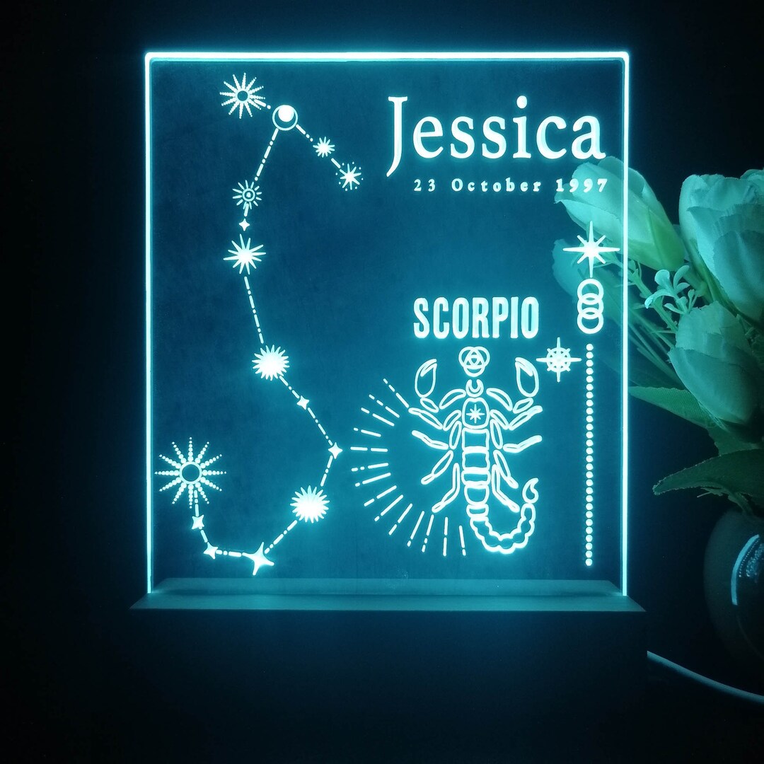 Zodiac Scorpio Name & Birthday Decor Tabletop LED Neon Sign St5-p0069 ...