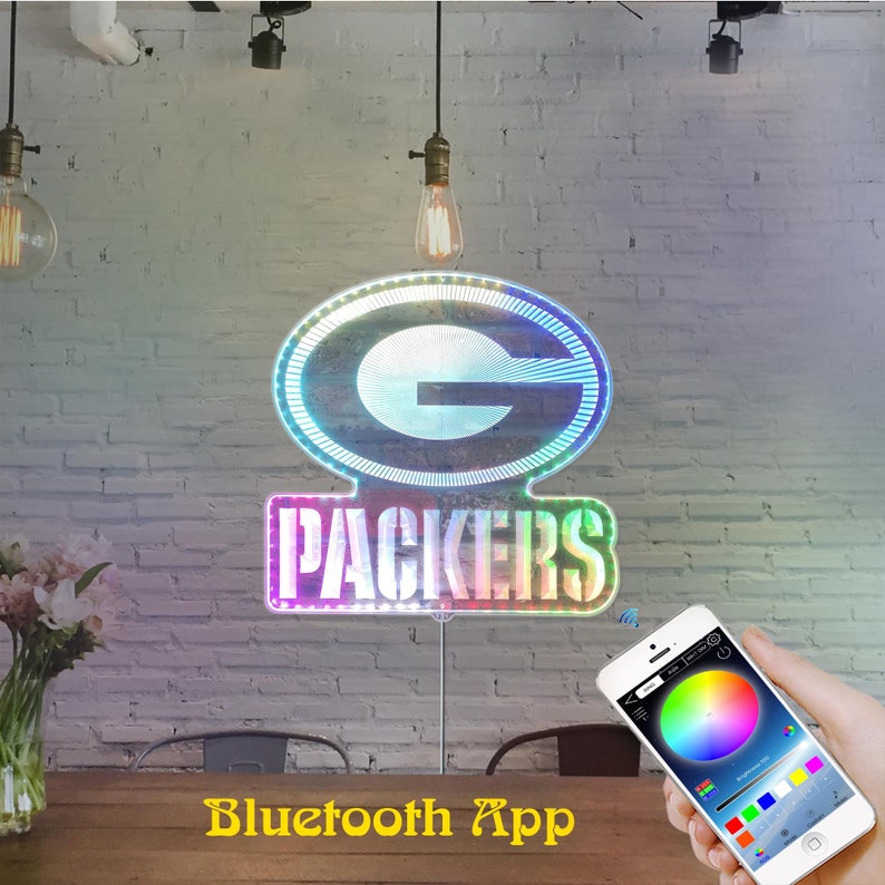 Green Bay Packers Neon RGB Edge Lit LED Sign, Sports Bar Light Wall ...