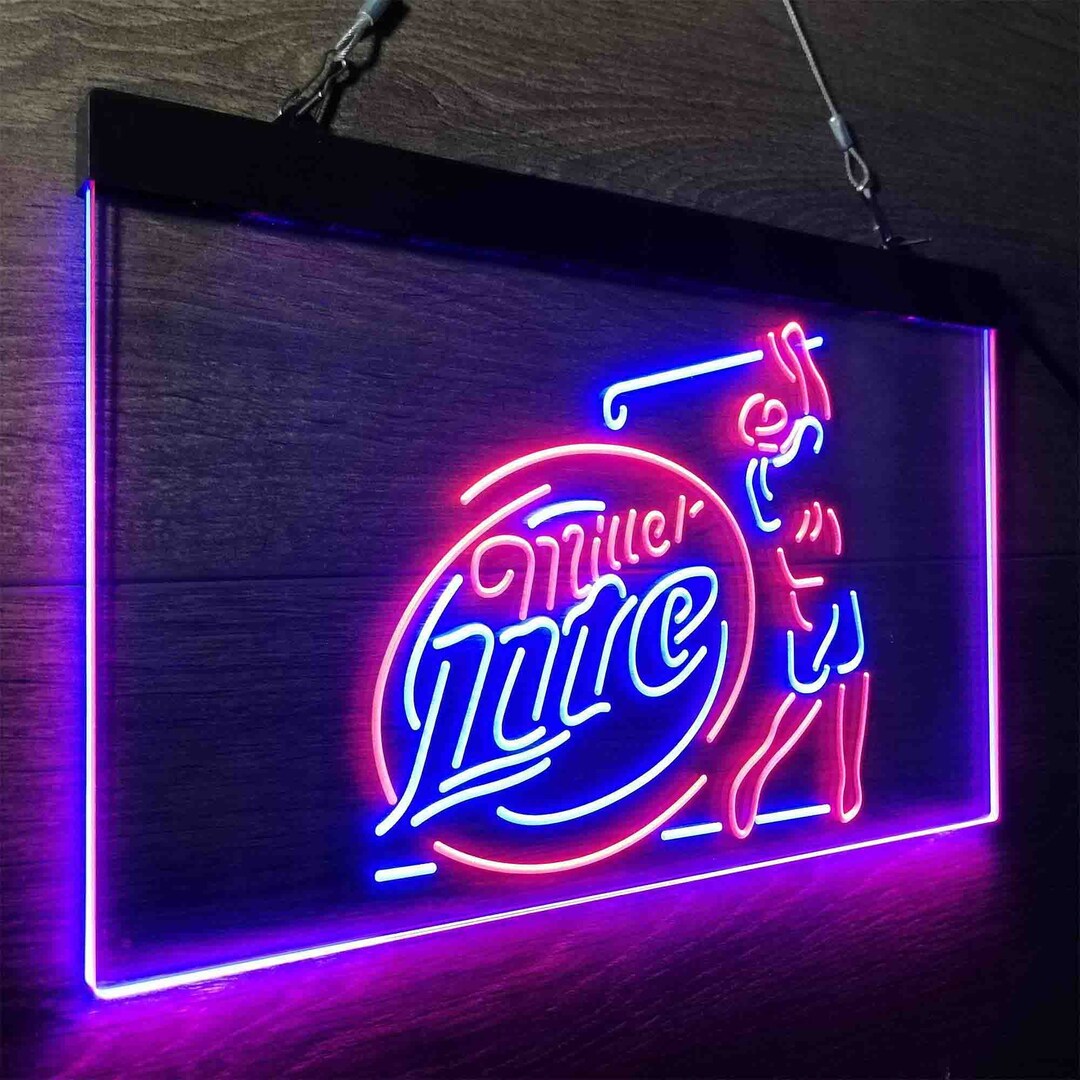 Miller Lite Golf Neon Light LED Sign, Home Bar Man Cave Decor, Home Bar ...