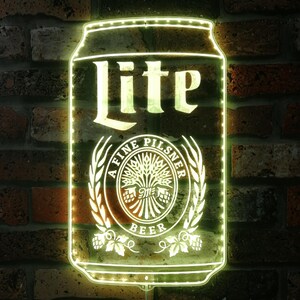 Miller Lite Bar Neon Light LED Sign, Man Cave Decor, Home Bar Light - Etsy