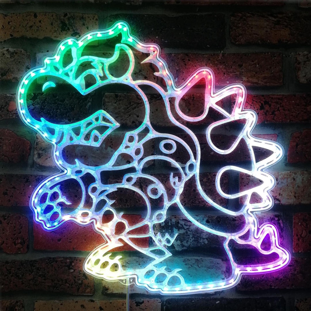 Bowser Neon Light LED Sign, Man Cave Decor, Custom Video Game Room Sign ...
