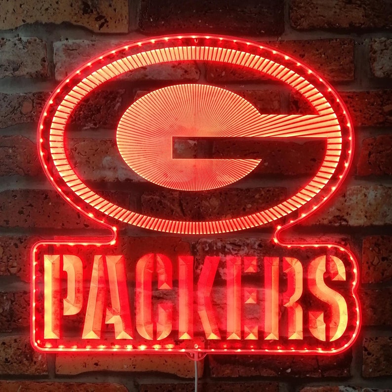 Green Bay Packers Neon RGB Edge Lit LED Sign, Sports Bar Light Wall ...
