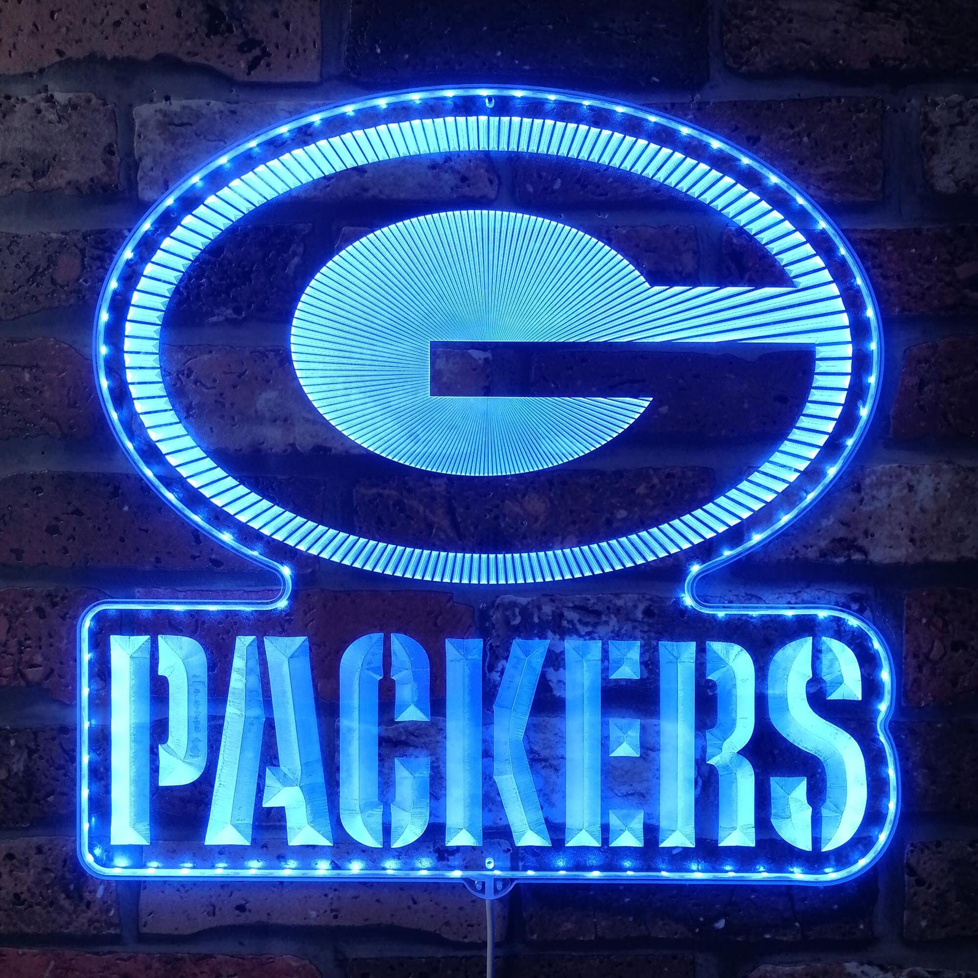 Green Bay Packers Neon RGB Edge Lit LED Sign, Sports Bar Light Wall ...
