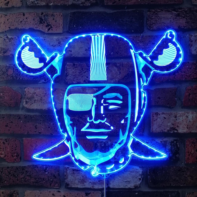 Las Vegas Raiders Neon LED Sign, Sports Bar Light Wall Decor, Man Cave ...