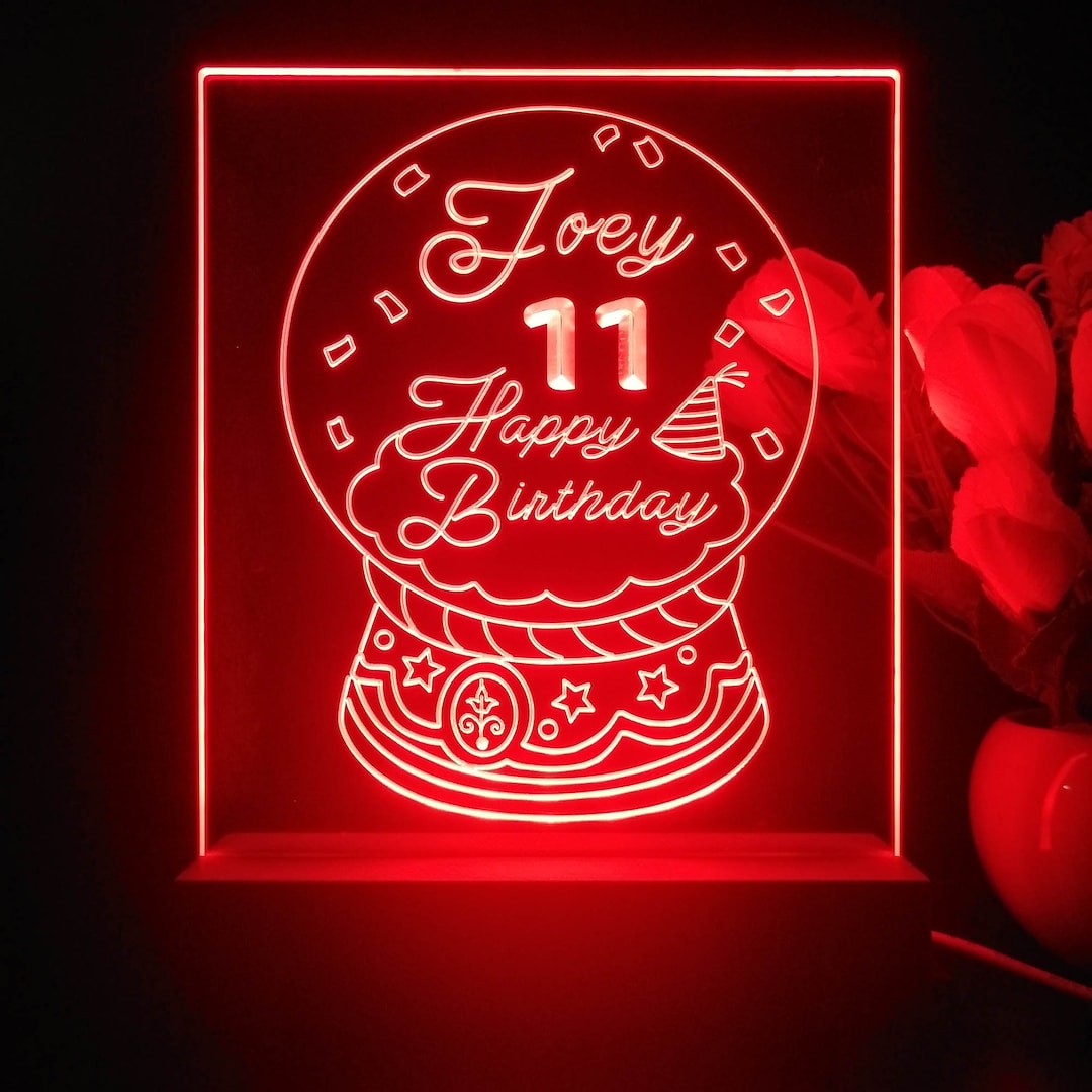 Happy Birthday Girl Theme Snow Globe Decor Tabletop LED Neon - Etsy