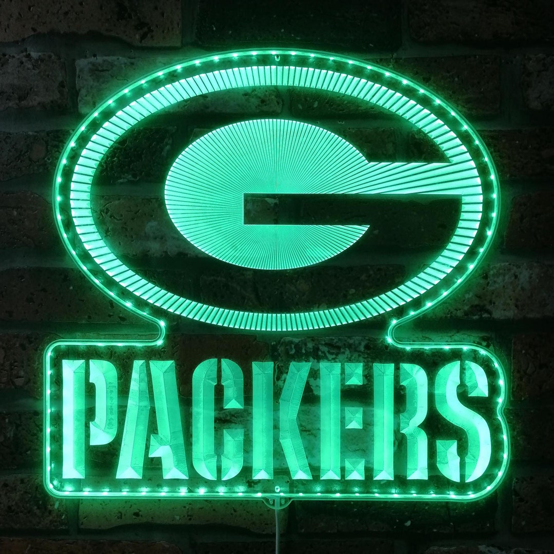 Green Bay Packers Neon RGB Edge Lit LED Sign, Sports Bar Light Wall ...