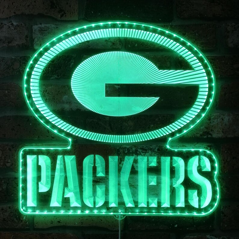 Green Bay Packers Neon RGB Edge Lit LED Sign, Sports Bar Light Wall ...