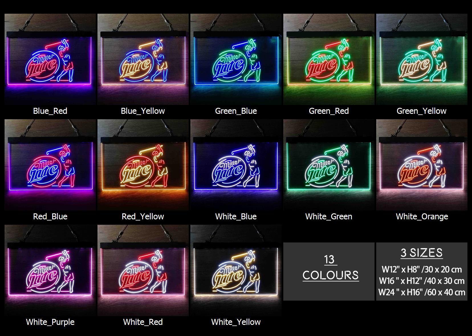 Miller Lite Golf Neon Light LED Sign, Home Bar Man Cave Decor, Home Bar ...