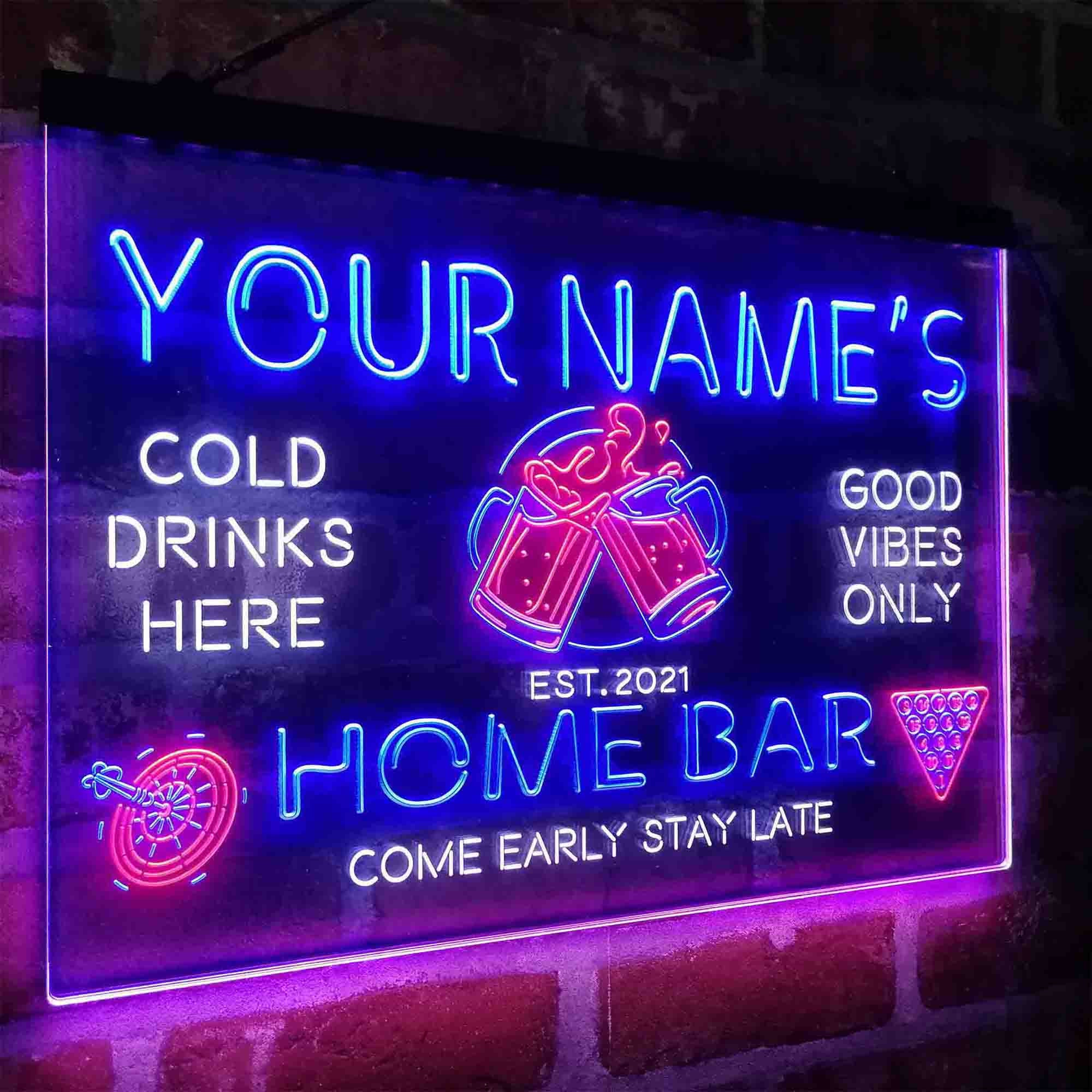 Personalized Beer Cocktail Home Bar Tri-color LED Neon Light Sign, a ...