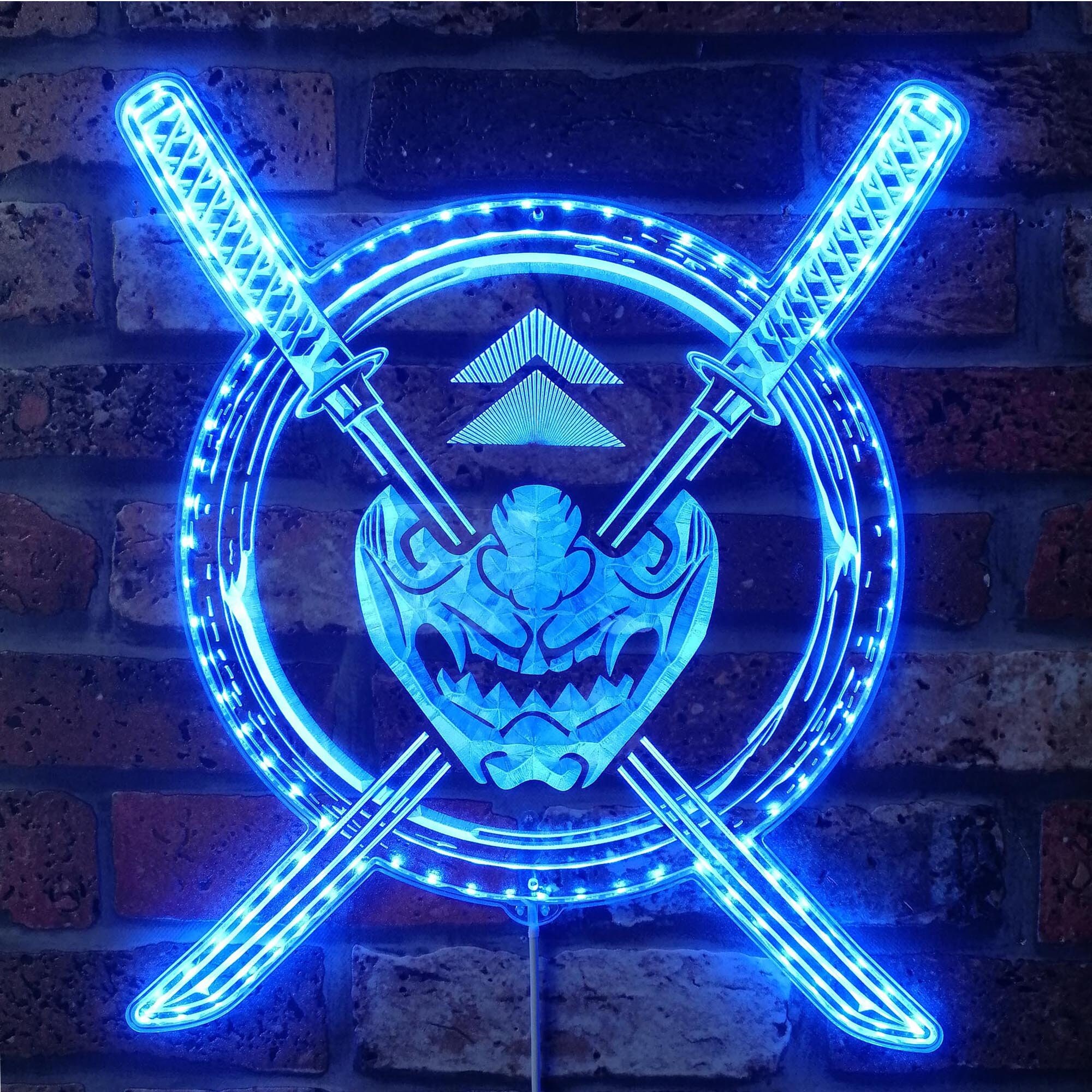 Samurai Sword Game Room Neon Light LED Sign, Katana Neon Japanese Man ...
