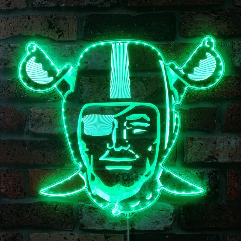 Las Vegas Raiders Neon LED Sign, Sports Bar Light Wall Decor, Man Cave ...