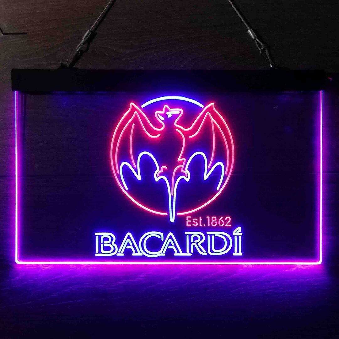 Bacardi Neon Light LED Sign, Bar Man Cave Decor, Home Bar Light, Custom ...