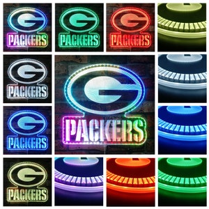 Green Bay Packers Neon RGB Edge Lit LED Sign, Sports Bar Light Wall ...