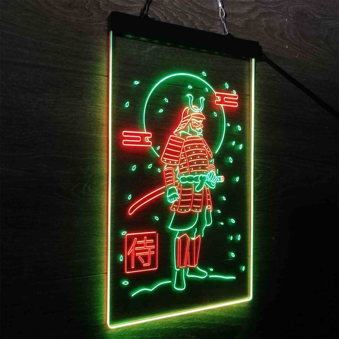 Samurai Shogun Japanese Neon Light LED Sign, Japanese Man Cave Decor ...