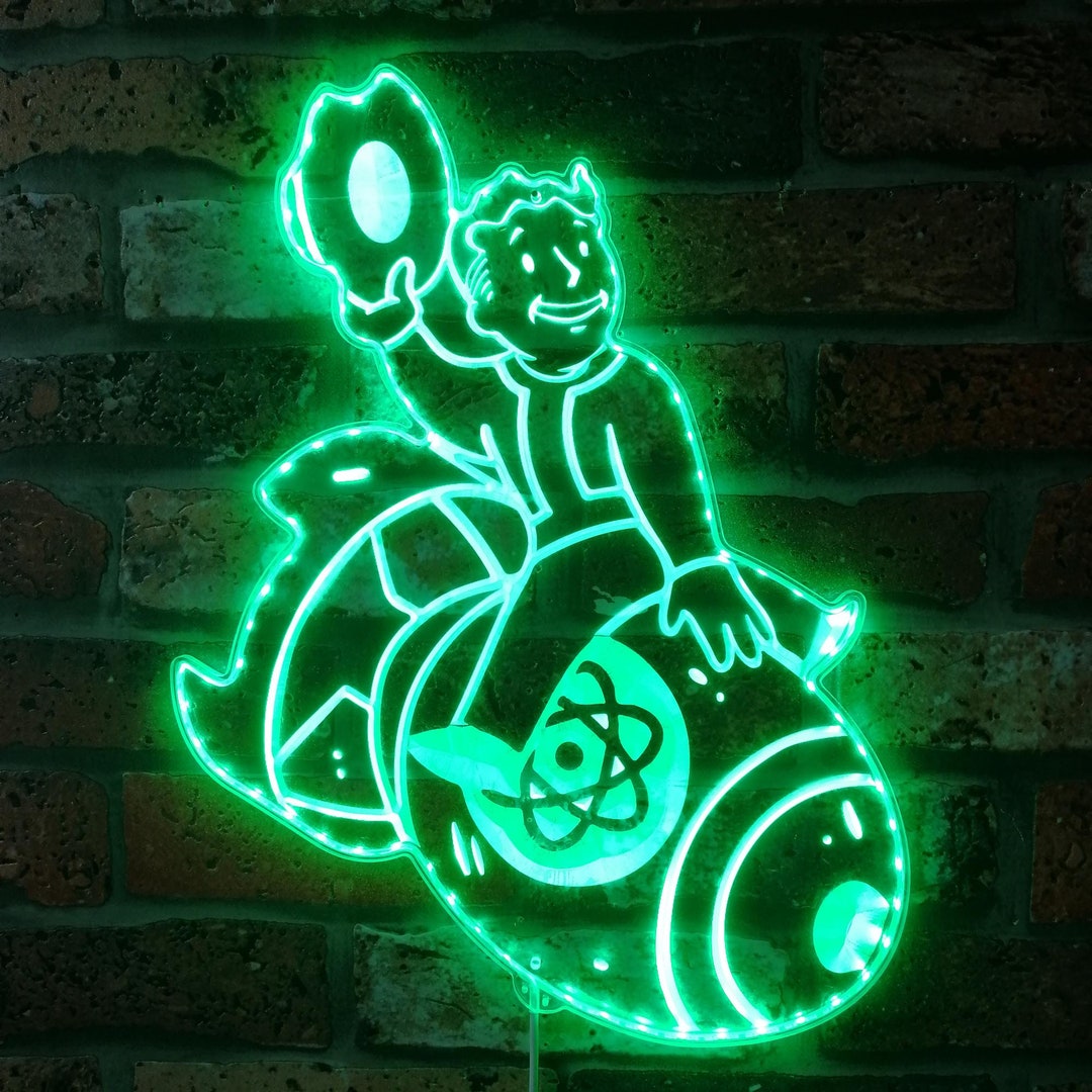 Vault Boy Nuclear Bomb Neon Light LED Sign, Fallout Fandom Man Cave ...