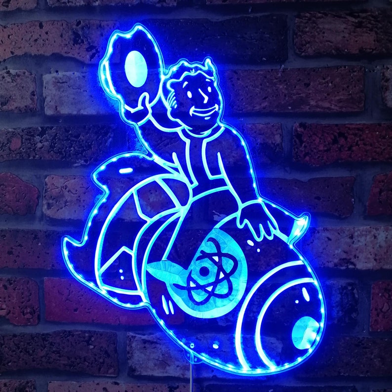 Vault Boy Nuclear Bomb Neon Light LED Sign, Fallout Fandom Man Cave ...