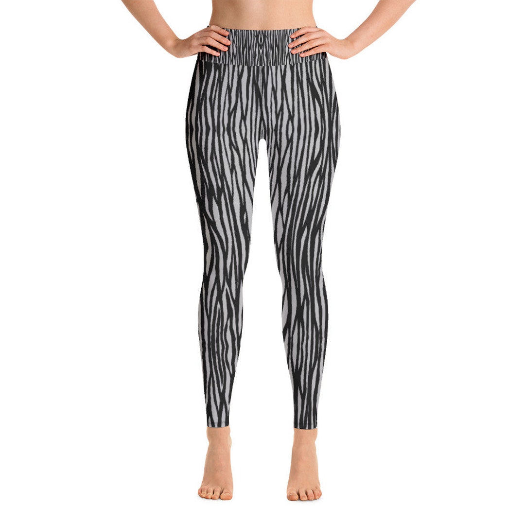 Zebra Print Yoga Pants Leggings Black and Grey Yoga Leggings - Etsy