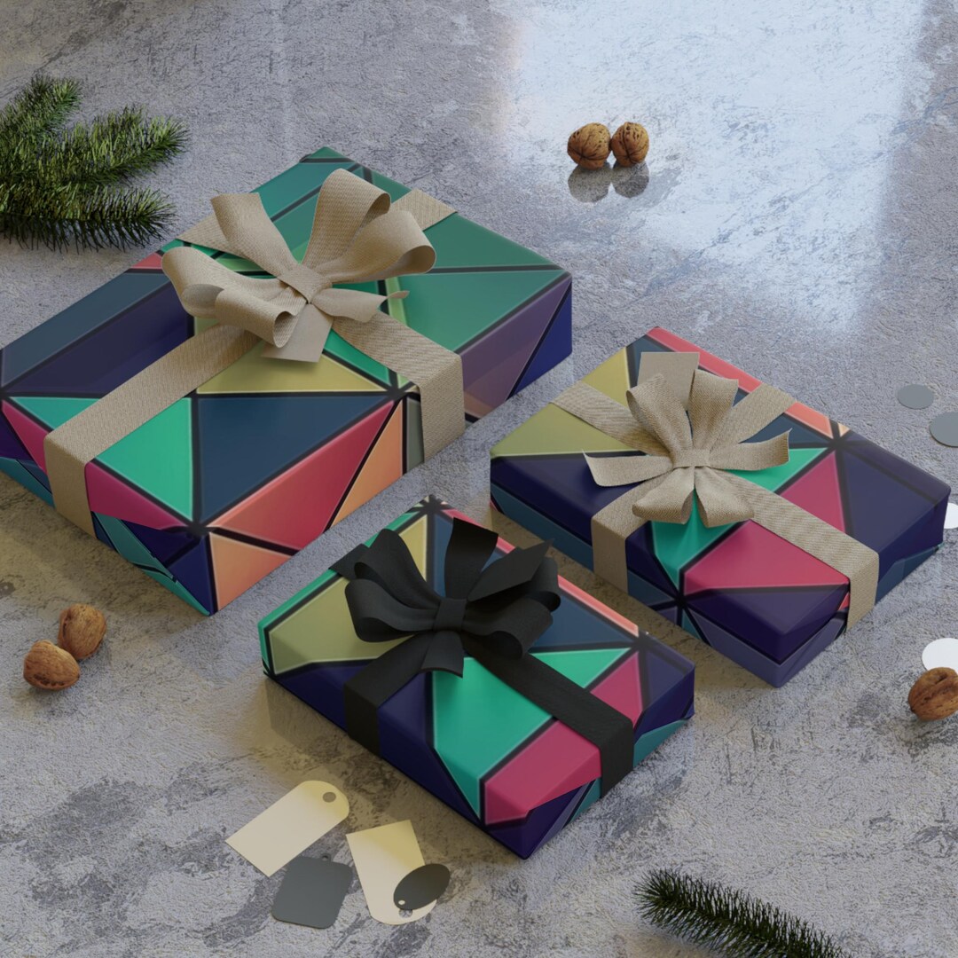 Luxury Eco Iridescent Geometric Pattern Gift Wrap Roll Multicolored ...