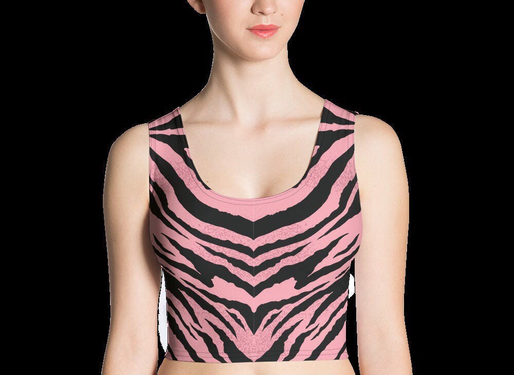 Tiger Print Crop Top Pink and Black Tiger Print Top - Etsy UK