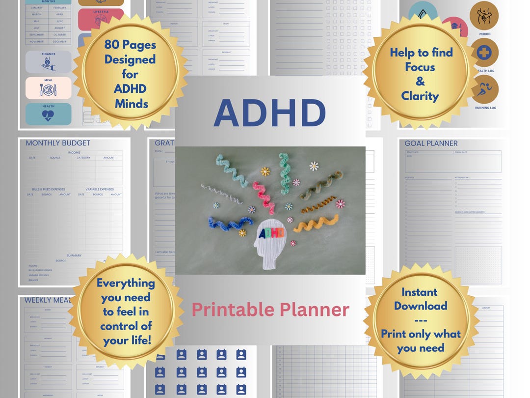ADHD Printable Planner for Adults and Teens | Focus & Productivity ...