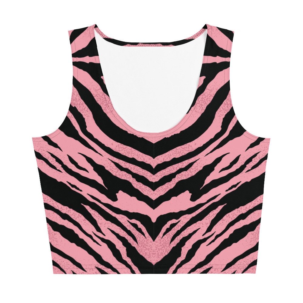 Tiger Print Crop Top Pink and Black Tiger Print Top Yoga Wear Yoga Top ...