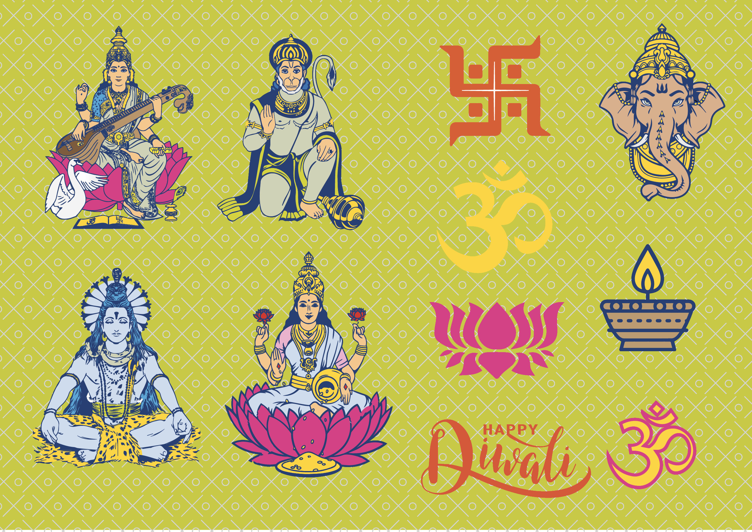 Hindu Gods in Colour - SVG - Etsy
