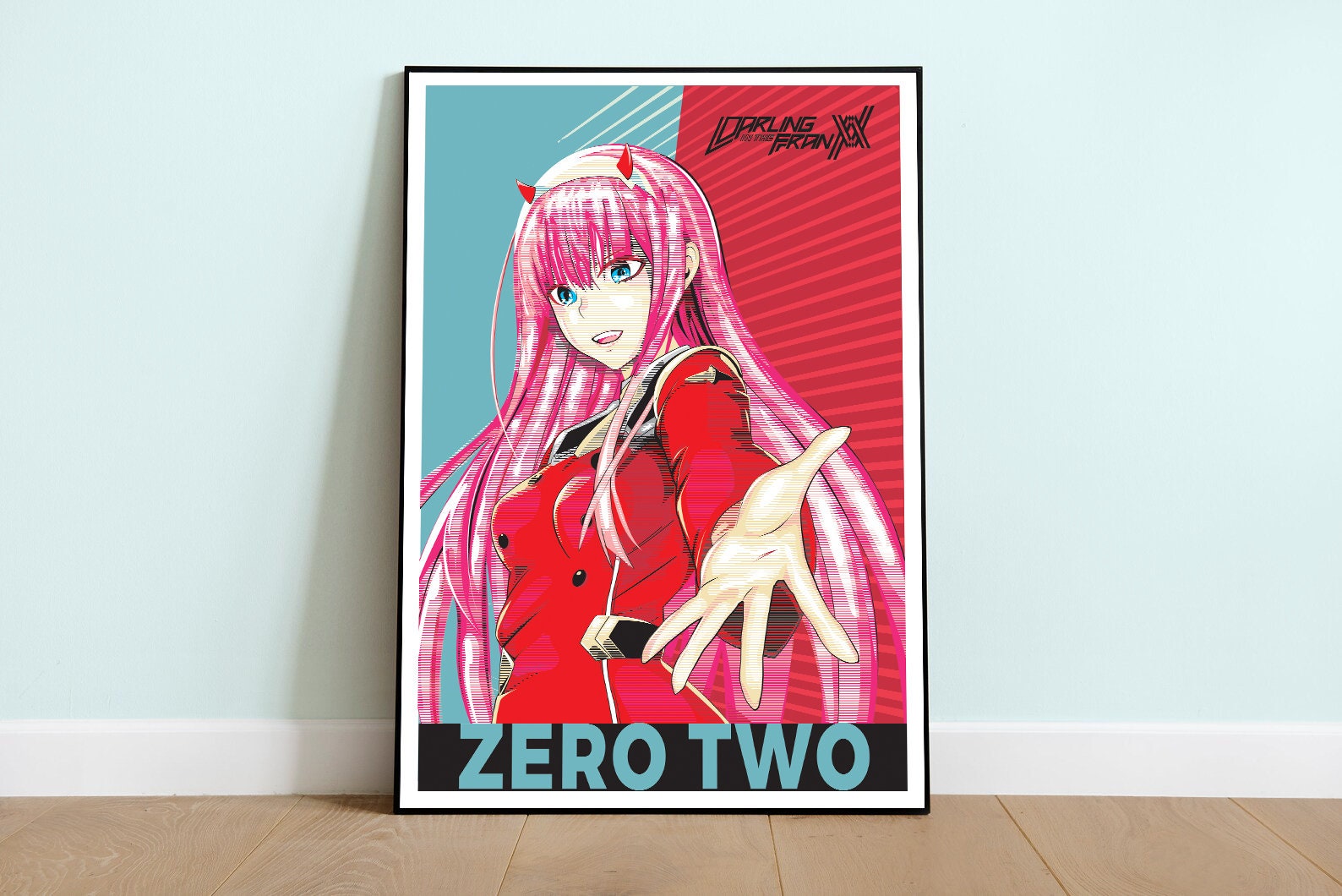 Zero Two. Anime. A3 Poster, Darling in the Franxx. Hi Res JPEG Portrait ...