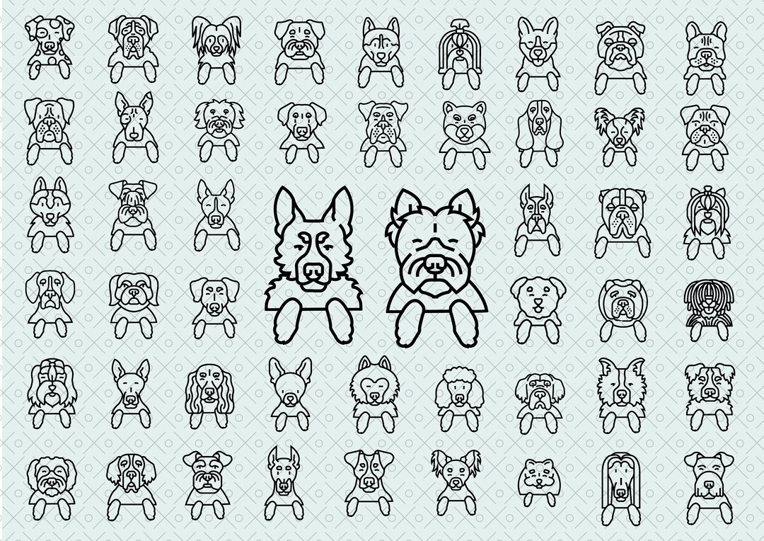 Dogs Peeking. Line Vector Art. SVG, EPS, PNG Files - Etsy
