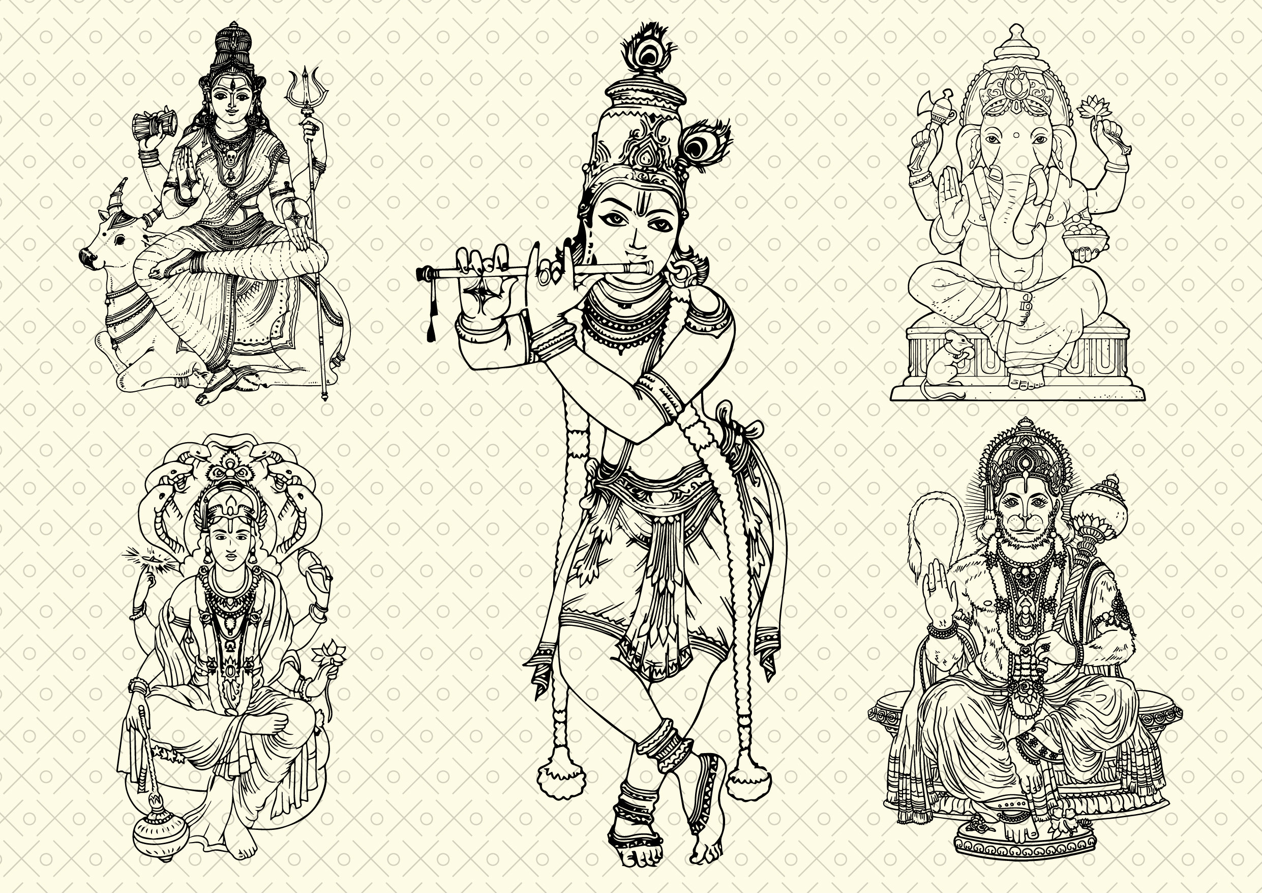 Hindu Gods. SVG, PNG, EPS Vector File - Etsy