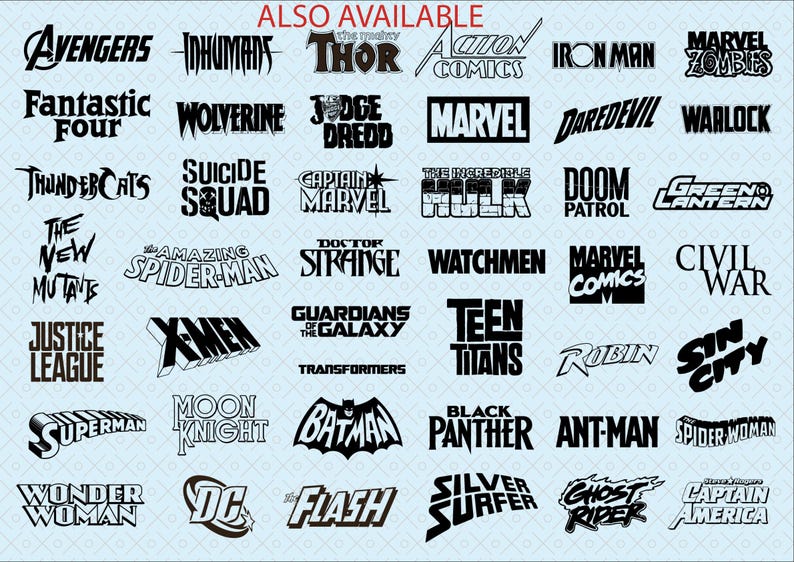 Superhero Comic Book Logos #2 - Etsy