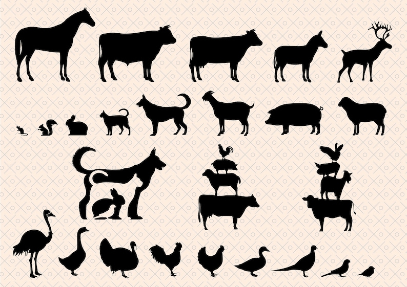 Animal Farm Silhouettes. SVG, EPS, PNG Vector Files - Etsy