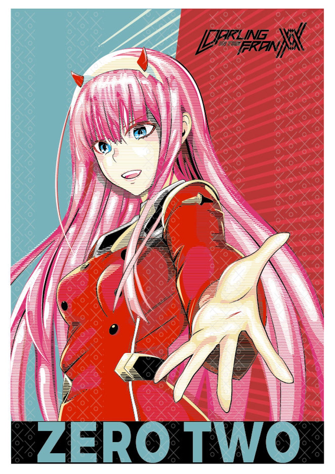 Zero Two. Anime. A3 Poster, Darling in the Franxx. Hi Res JPEG Portrait ...