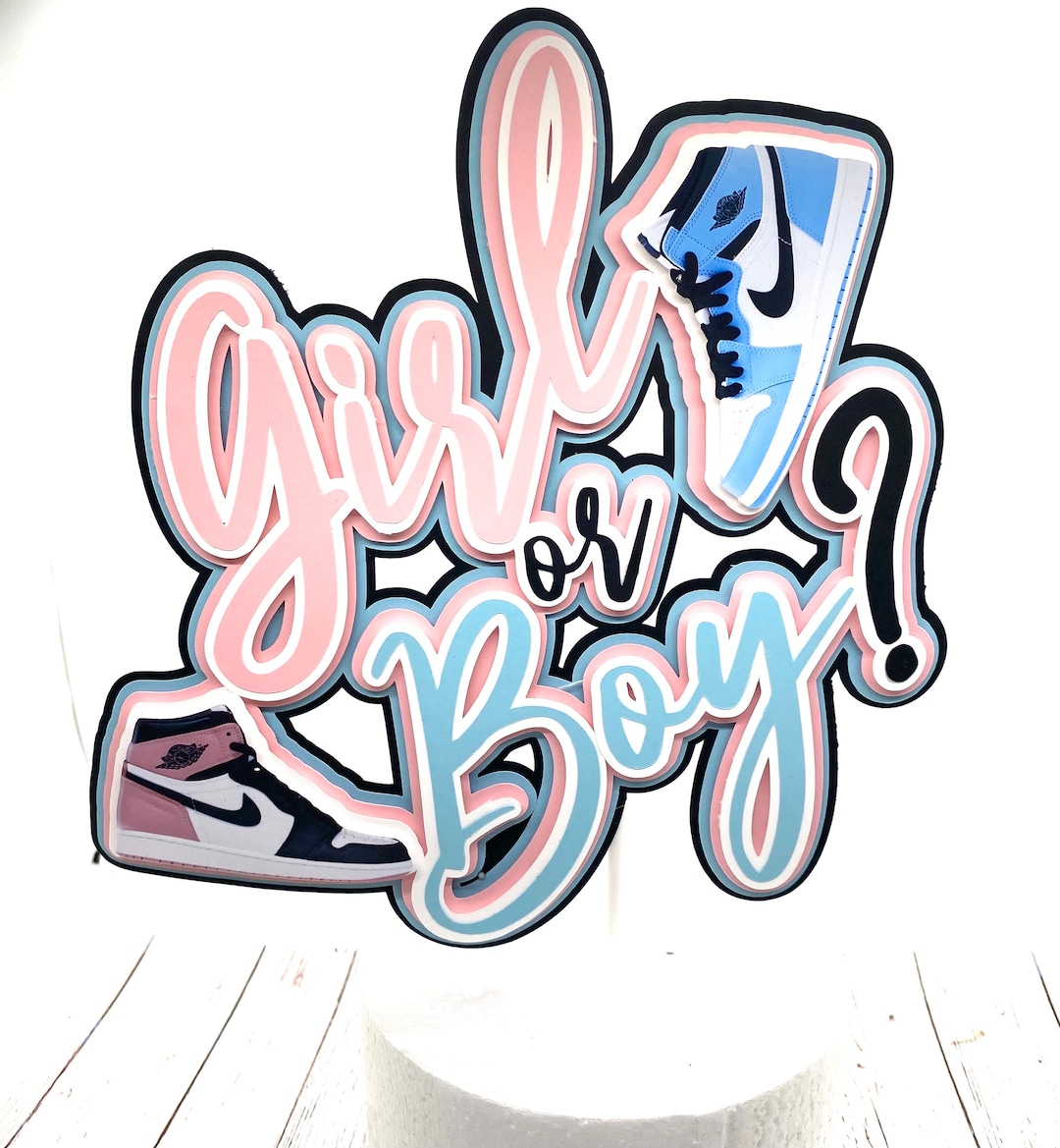 Jordan Gender Reveal Cake Topper Sneakerhead Basketball Etsy