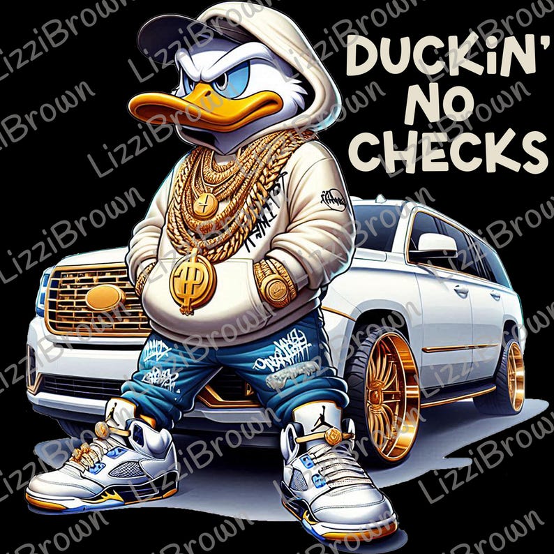 Duckin’ No Checks PNG | Urban Hip Hop Cartoon Duck Graphic | Streetwear ...