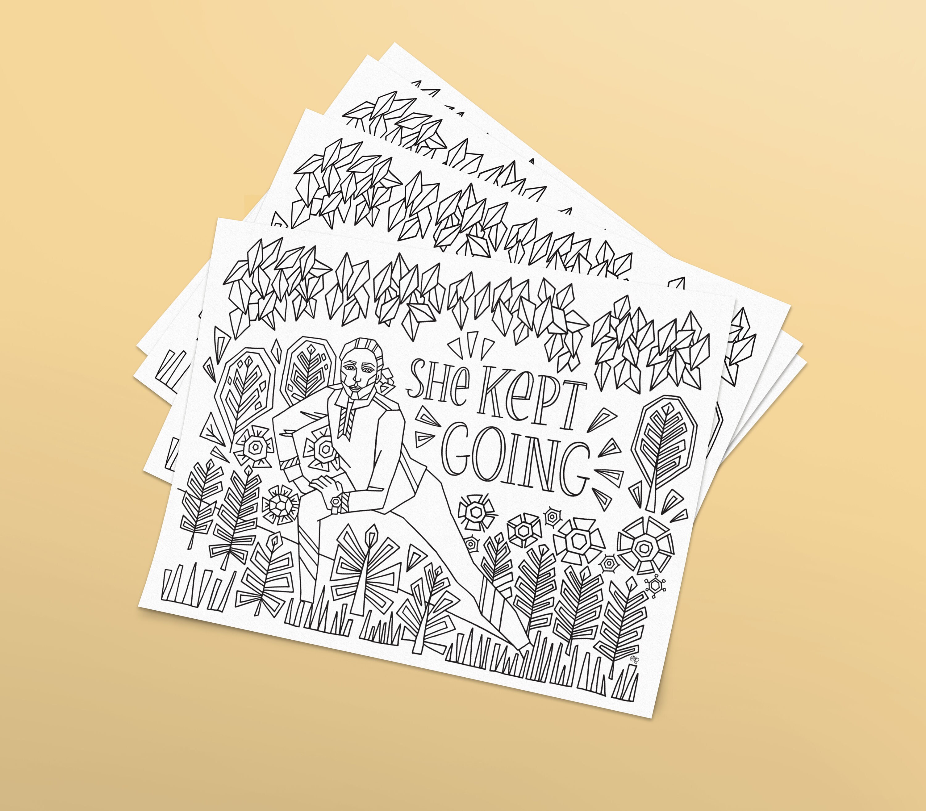 She Kept Going Coloring Page for Stress Relief and Motivation - Etsy