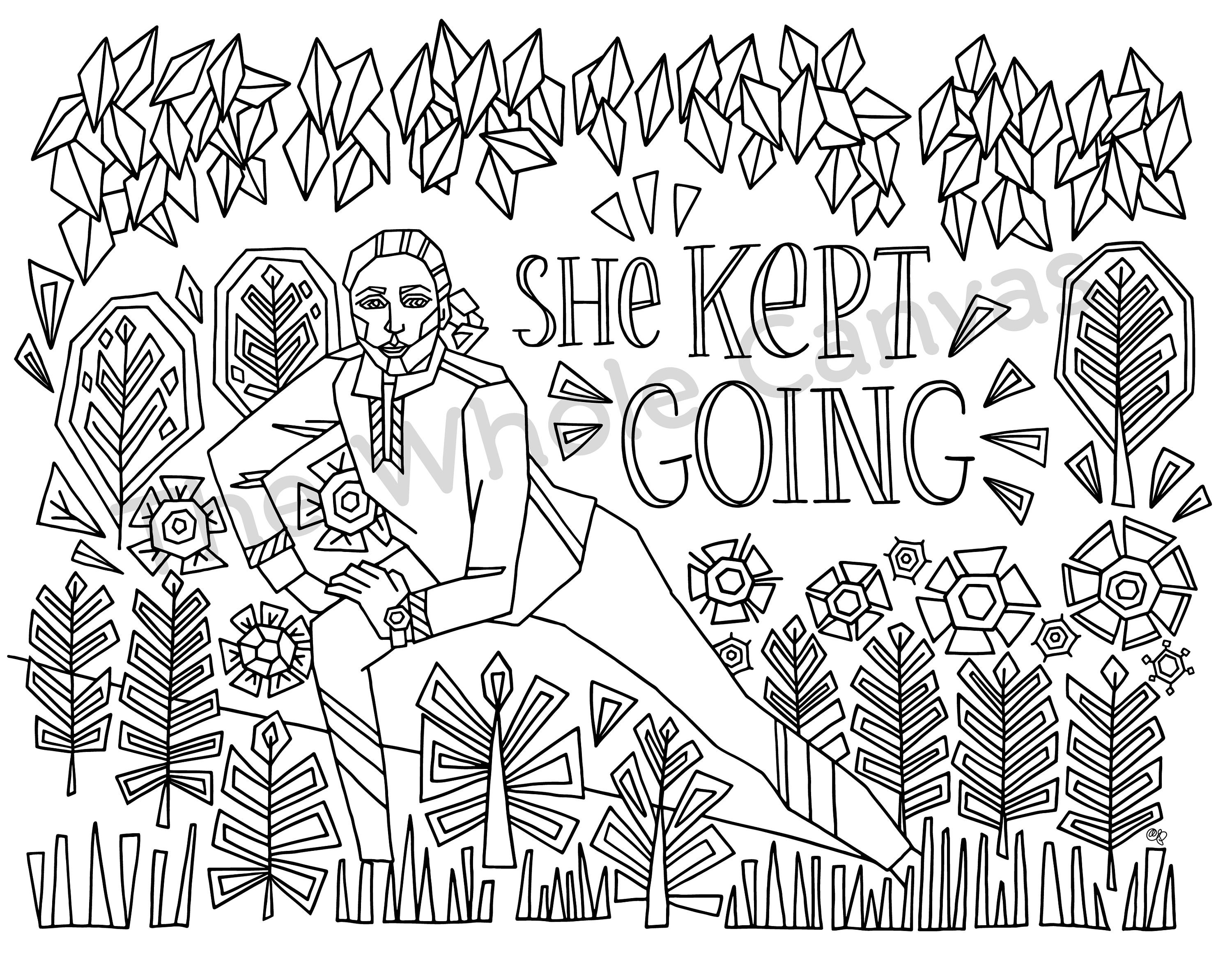 She Kept Going Coloring Page for Stress Relief and Motivation - Etsy