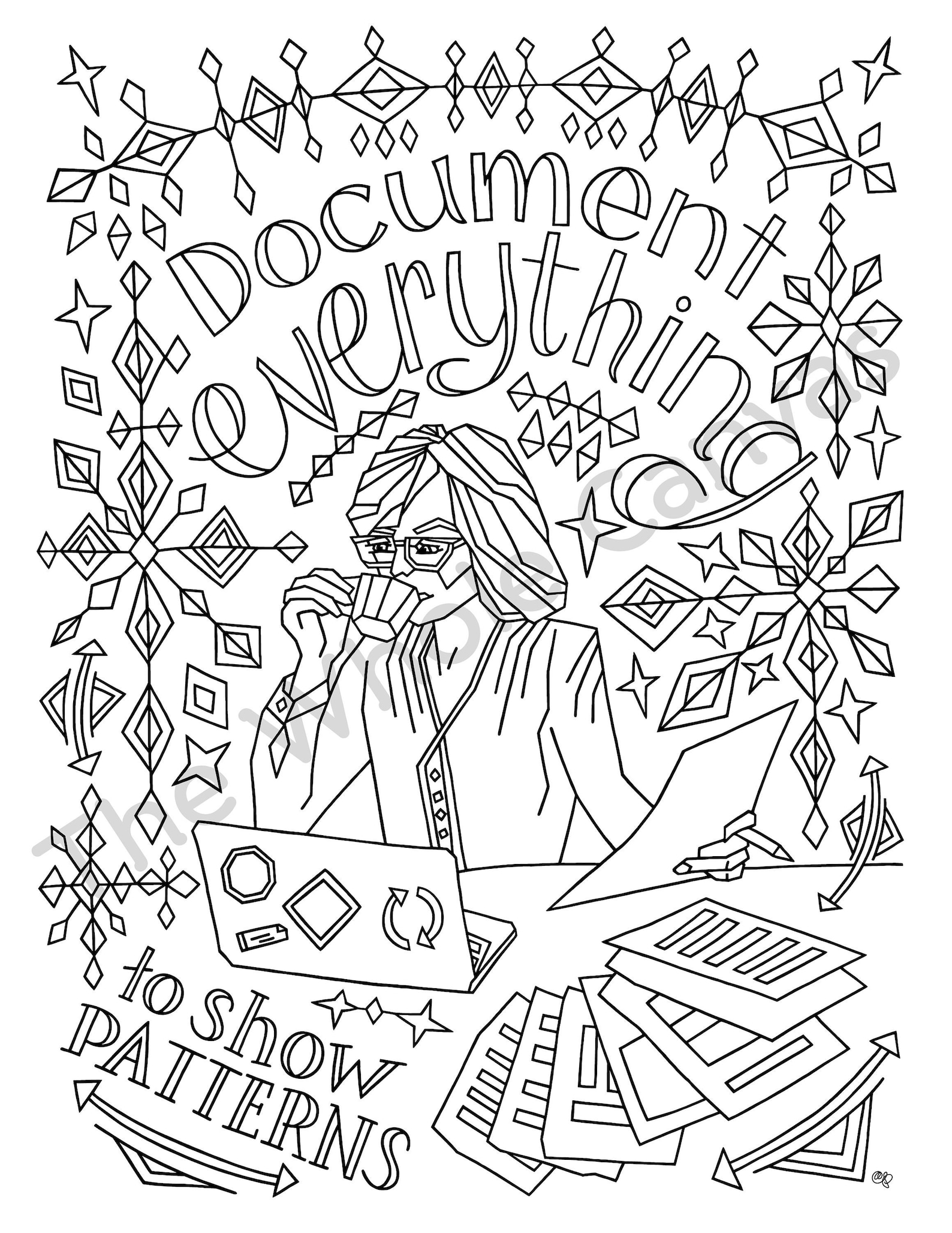 Document Everything Coloring Page Downloadable Print for Motivation and ...