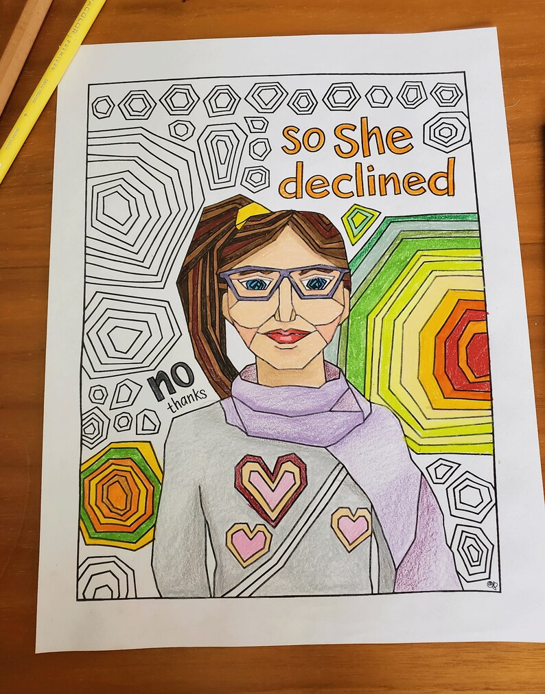 So She Declined Coloring Page Downloadable Print for Motivation and ...